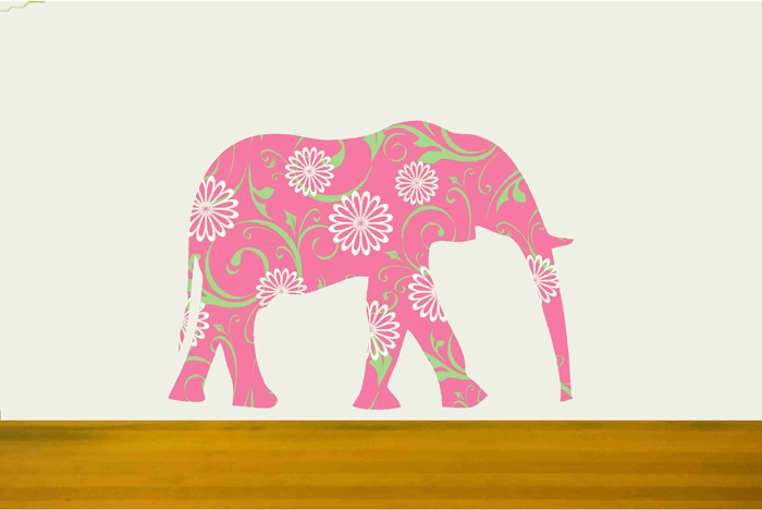 Nursery Walls Pink Elephant Vinyl Decal Sticker on Luulla